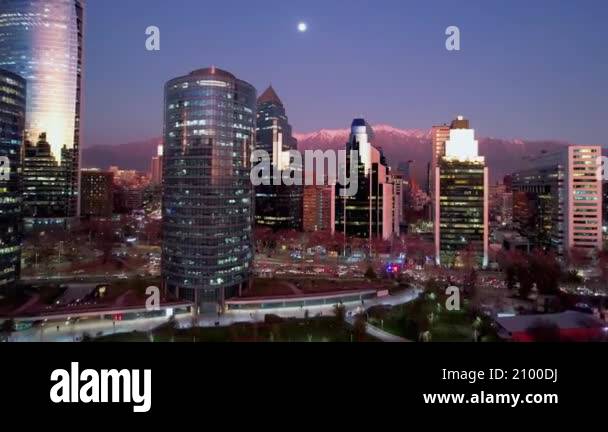 Santiago Skyline In Santiago Chile. Sunset City Landscape. Sunset ...