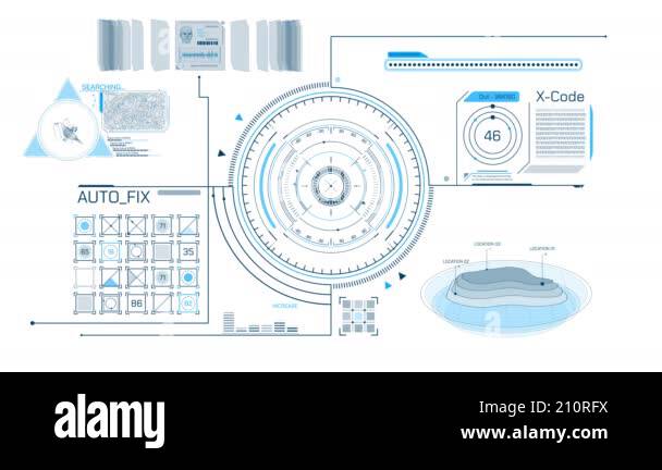 Data analysis on a high-tech display with HUD and infographics elements, animation on alpha ...