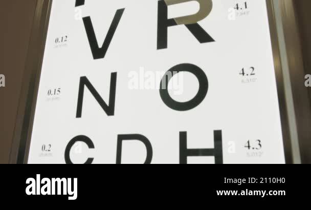 Eye Chart in Modern Clinic: Vision Check for Optical Health. A close-up ...