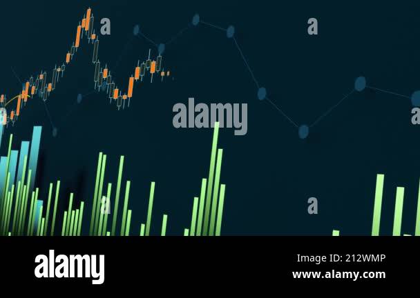 Blue and green bar graph, financial markets, data and stock chart ...