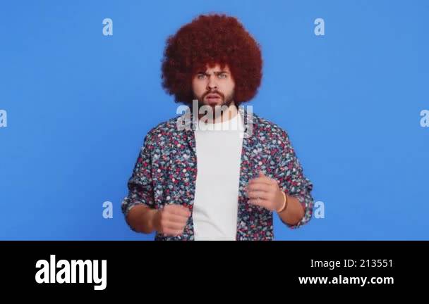 Dont want to look at this, awful. Afraid shocked man with Afro ...