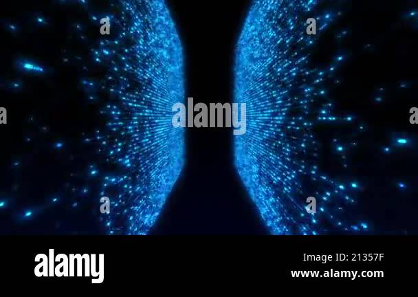 Looping 3D animation. Abstract background with colorful neon particles ...