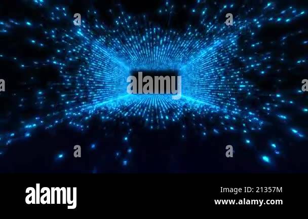 Looping 3D animation. Abstract background with colorful neon particles ...