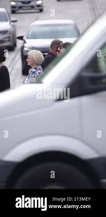 KYIV, UKRAINE OCTOBER 21, 2024 : Vertical video of a crowd of people on ...