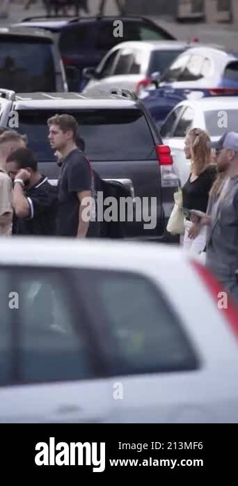 KYIV, UKRAINE OCTOBER 21, 2024 : Vertical video of a crowd of people on ...