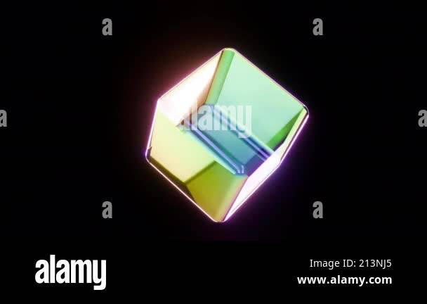 Abstract geometric animation with dispersion glass cube shape from ...