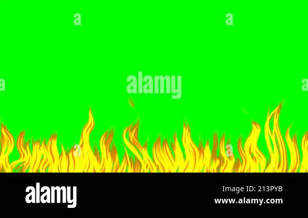 Animation of flames line at the bottom of the screen with green ...