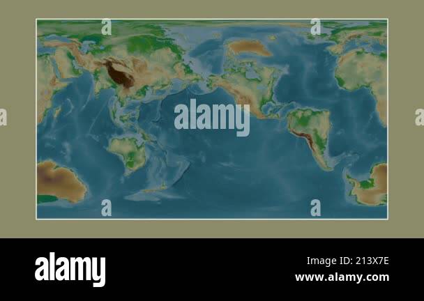North Pacific Ocean. Close-up on a colored elevation map in the ...