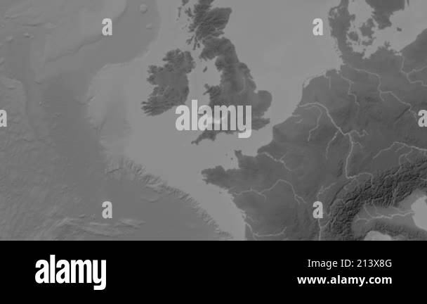 Bristol Channel region on the background of a grayscale elevation map ...