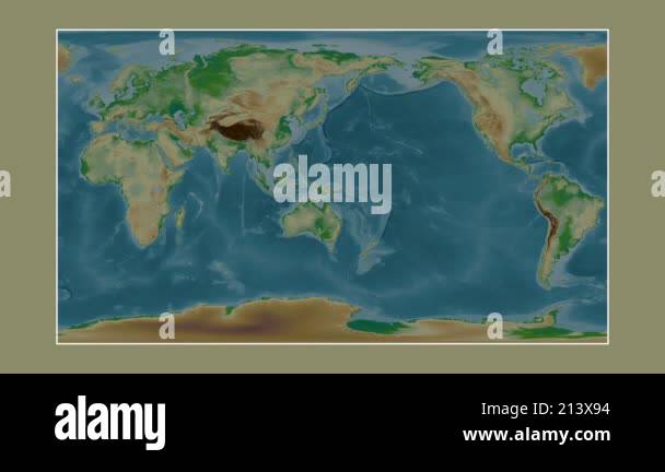 Bismarck Sea. Close-up on a colored elevation map in the Patterson ...