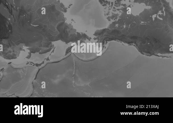 Bering Sea region on the background of a grayscale elevation map of the ...