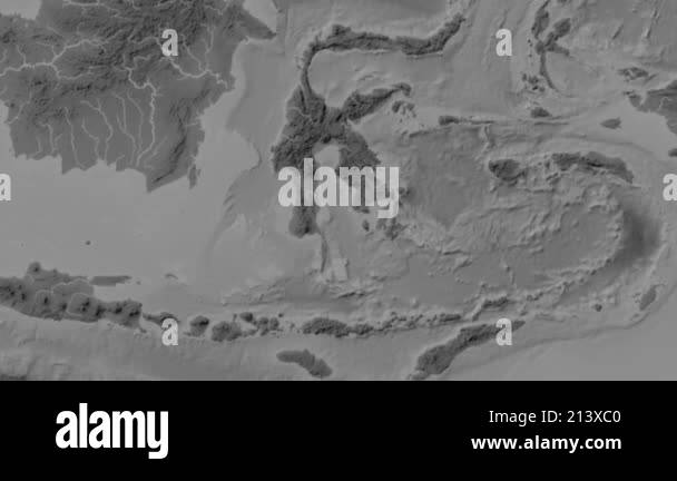 Gulf of Boni region on the background of a grayscale elevation map of ...