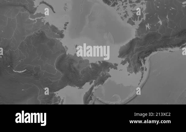 East Siberian Sea region on the background of a grayscale elevation map ...
