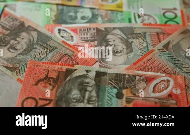 Australian banknotes scattered on a surface showcasing various ...