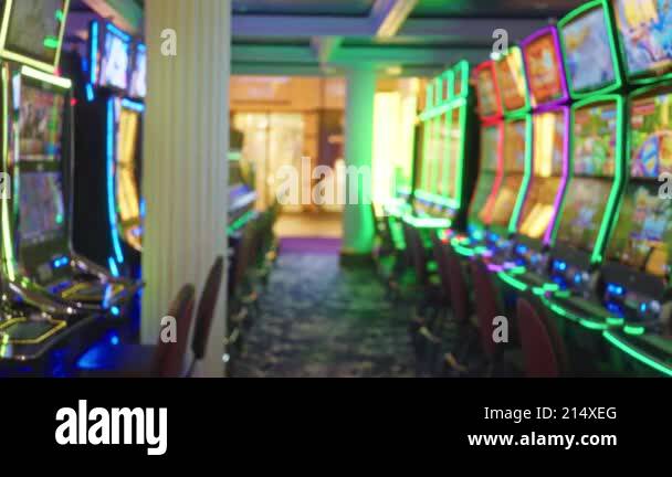 Blurred view of a vibrant las vegas casino interior featuring colorful ...