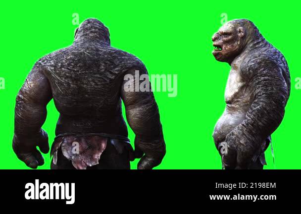 Big ugly scary troll, goblin stay idle . Horror mystic concept ...