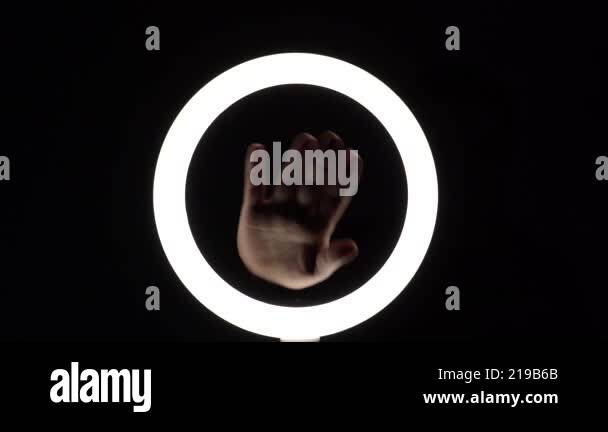 pack of gestures. female hands close-up make figures from fingers ...