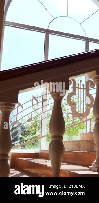 Vertical, Musical notes cascading down a staircase. Staircase adorned ...