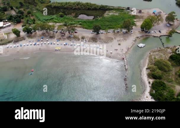 Agios Spyridon, sandy beach located in the northeast coast of Corfu ...