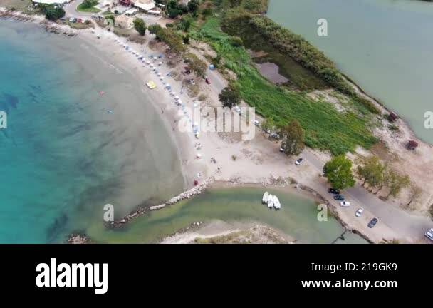 Agios Spyridon, sandy beach located in the northeast coast of Corfu ...