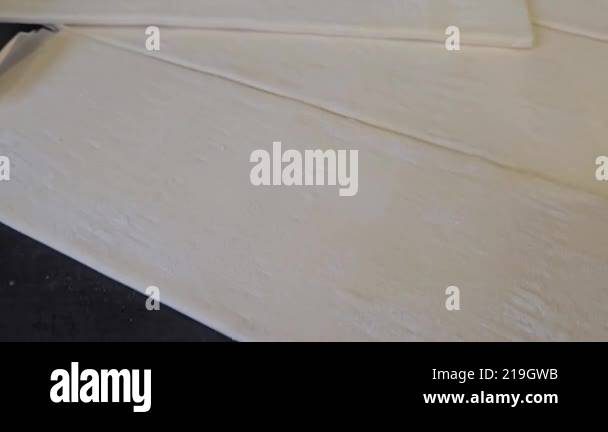 The dough on the baking sheet is filled with filling. Baking. Step-by ...