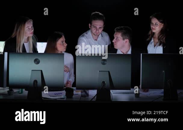 Ceo leader and team working in office. Men and women leaders team work ...