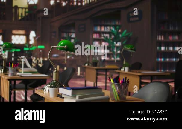 Empty inspiring library interior with heritage design and peaceful ...
