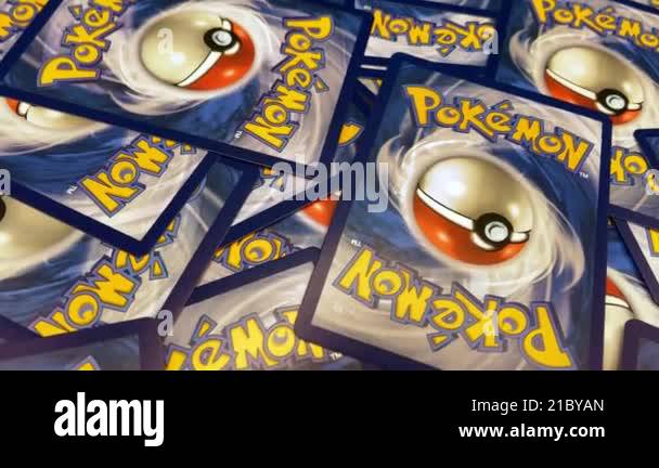 Cagliari Sardinia Italy 10 10 2024 pile of pokemon cards. Trading card ...
