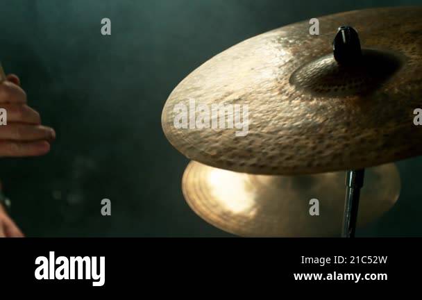 Drumsticks beat the cymbal . Drumming slow motion Stock Video Footage ...