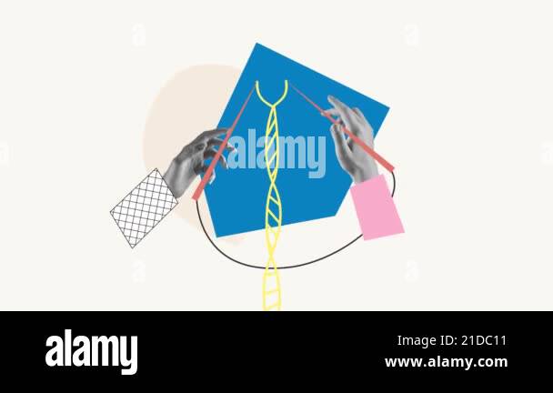 Stop motion. Animated clip. Human hands over dna drawings, looking at ...