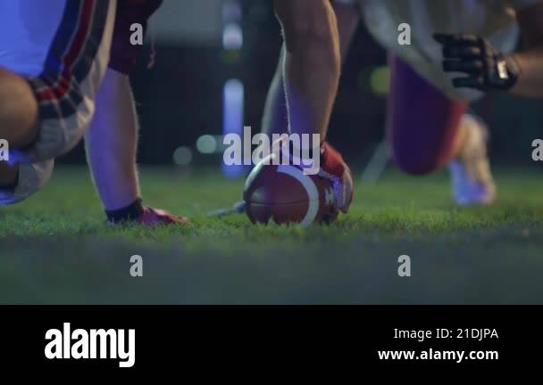 American Football Game Start Teams Ready: Close-up Portrait of Two ...