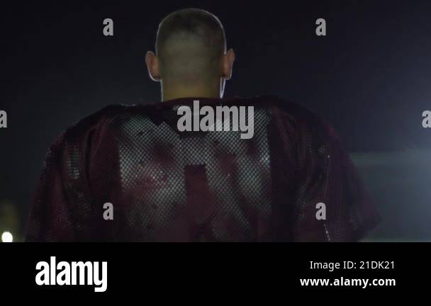 Football Stadium Tunnel: Successful Athletic American Football Player ...
