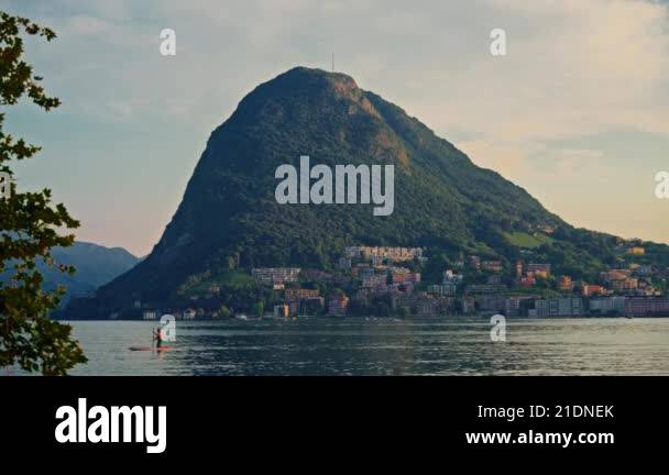Lugano lake and City n Ticino Region in Switzerland Stock Video Footage ...