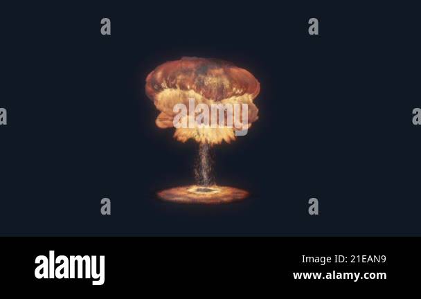 3d Animation of a stylized nuclear explosion made of particles with ...