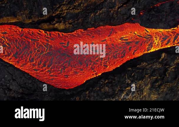 Volcano Eruption in Iceland, Flowing Red Hot Lava River, Incredible ...