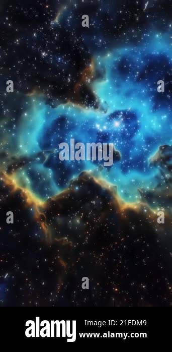 Journey through a stunning blue nebula filled with countless stars in ...
