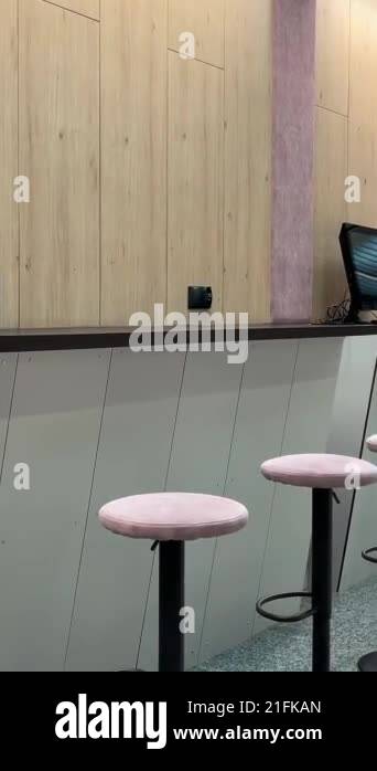 empty internet cafe Bright cafe room with chairs and tables. High ...