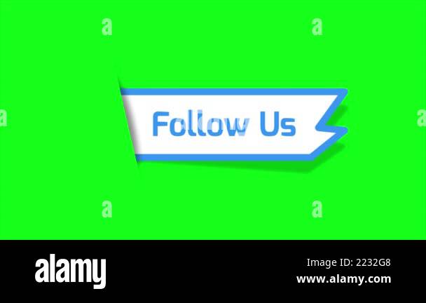 Follow Us - Banner Animation on green screen background, Blue and red ...