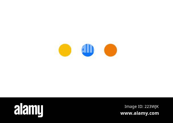 Animation of playful loading animation featuring three colorful dots in ...
