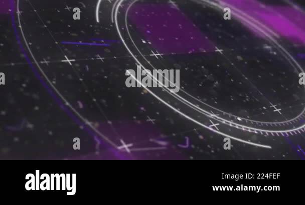 Futuristic radar scanning animation with digital grid and purple ...