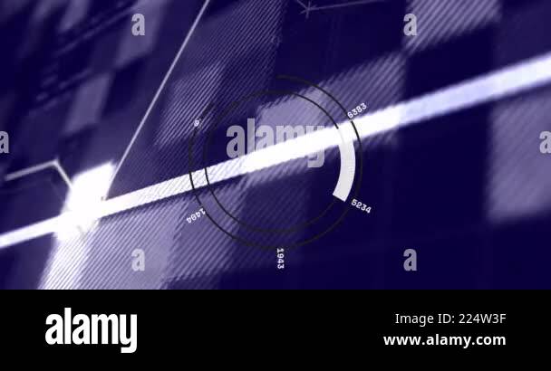 Circular data visualization animation over computer code and graphs. analytics, technology ...