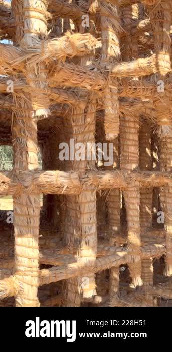 Gate from palm leaves embodies rural heritage with intricate weaving ...