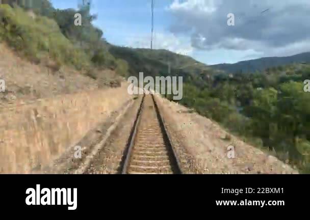 Railway line in the mountains near Len, Castile and Len, Spain Stock ...