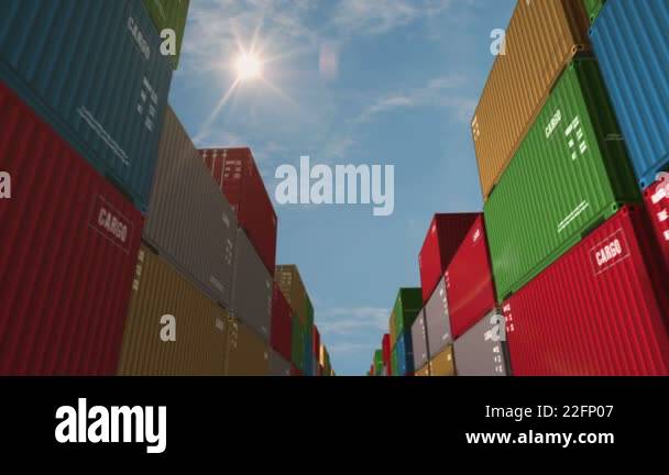 Cargo transport import export cargo containers in row seamless and ...