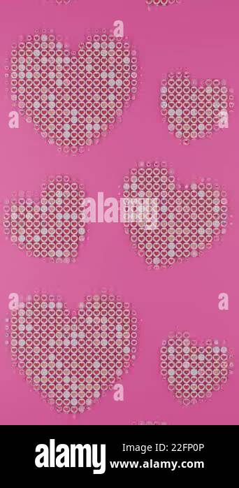 3D loop animation for Valentine's Day. Vertical orientation. Symbols of love are moving above ...