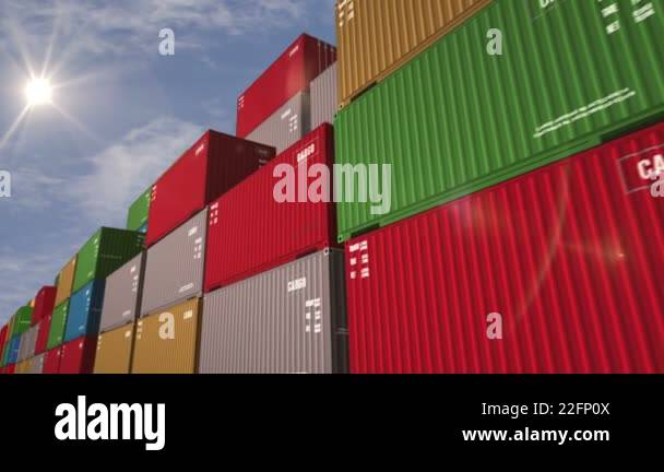 Cargo transport import export cargo containers in row seamless and ...
