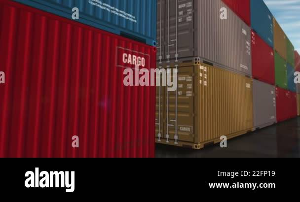 Cargo transport import export cargo containers in row seamless and ...