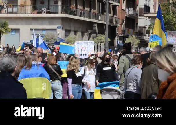 Support Ukraine Rally in Spain: Citizens Gather in Solidarity, Waving ...
