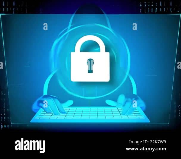 Cyber security digital hacker., hacker behind the monitor hologram with ...