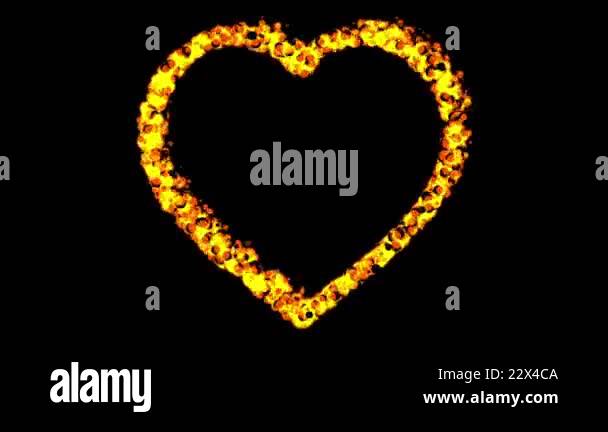 Heart shape with fire effect on plain black background Stock Video ...